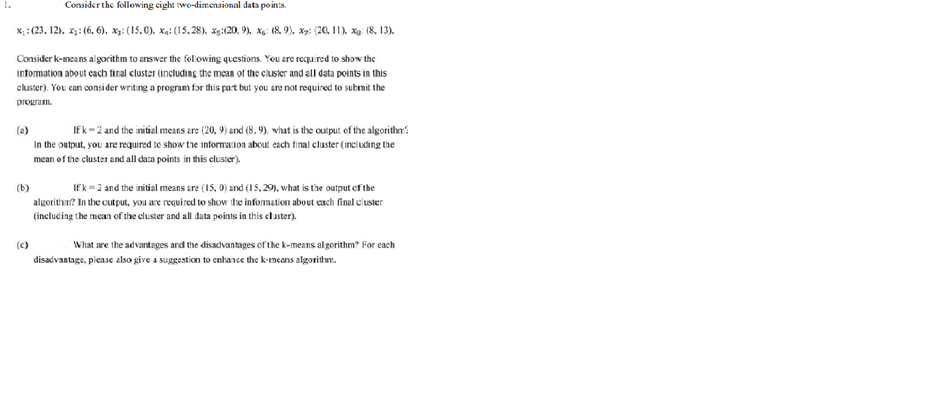 Solved Consider the following cight two-dimensional data | Chegg.com