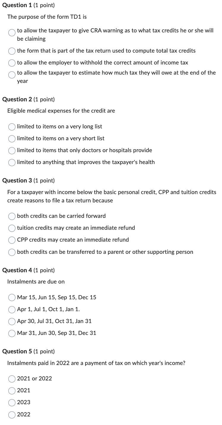 Solved hello, please answer the 5 following multiple-choice | Chegg.com