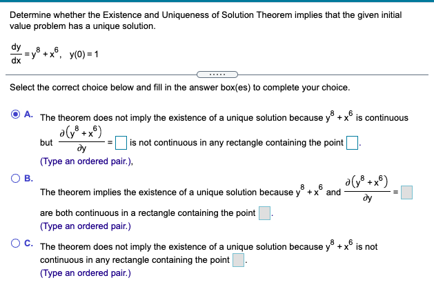 Solved Determine whether the Existence and Uniqueness of | Chegg.com