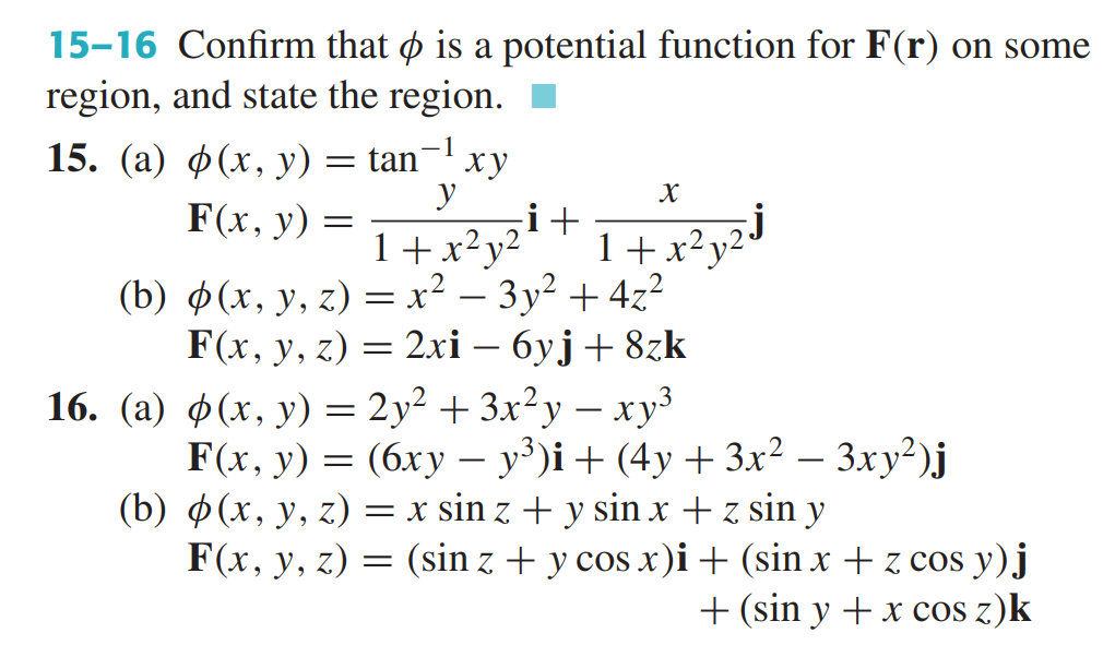 Solved 15 16 Confirm That ϕ Is A Potential Function For F R