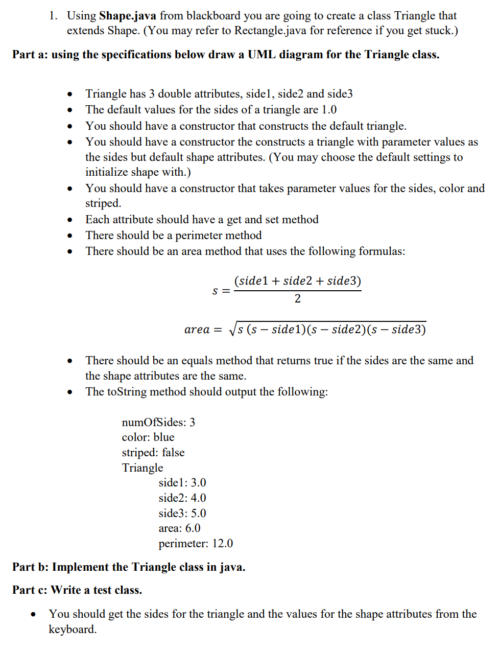 Solved 1. Using Shape.java from blackboard you are going to | Chegg.com