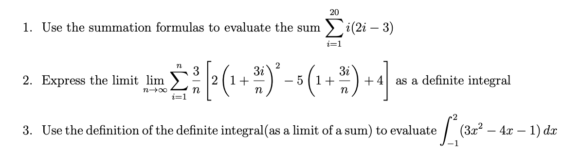 Solved 20 1. Use the summation formulas to evaluate the sum | Chegg.com