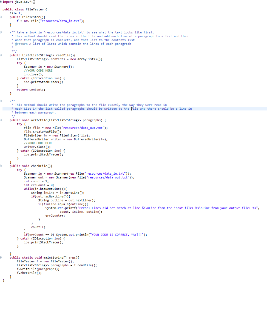 Solved import java.io.*; public class FileTester { File f; | Chegg.com