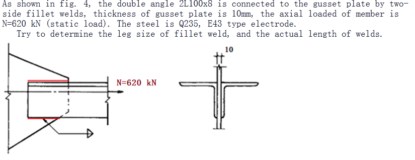Solved As shown in fig. 4, the double angle 2L100x8 is | Chegg.com