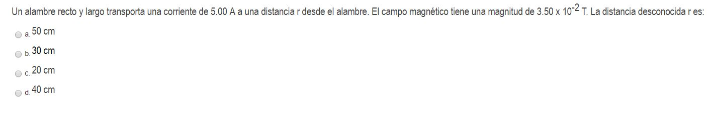 Solved Un alambre recto y largo transporta una corriente de | Chegg.com