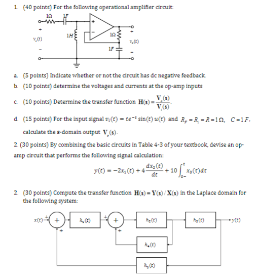 Solved ( 40 ﻿points) ﻿For the following operational | Chegg.com