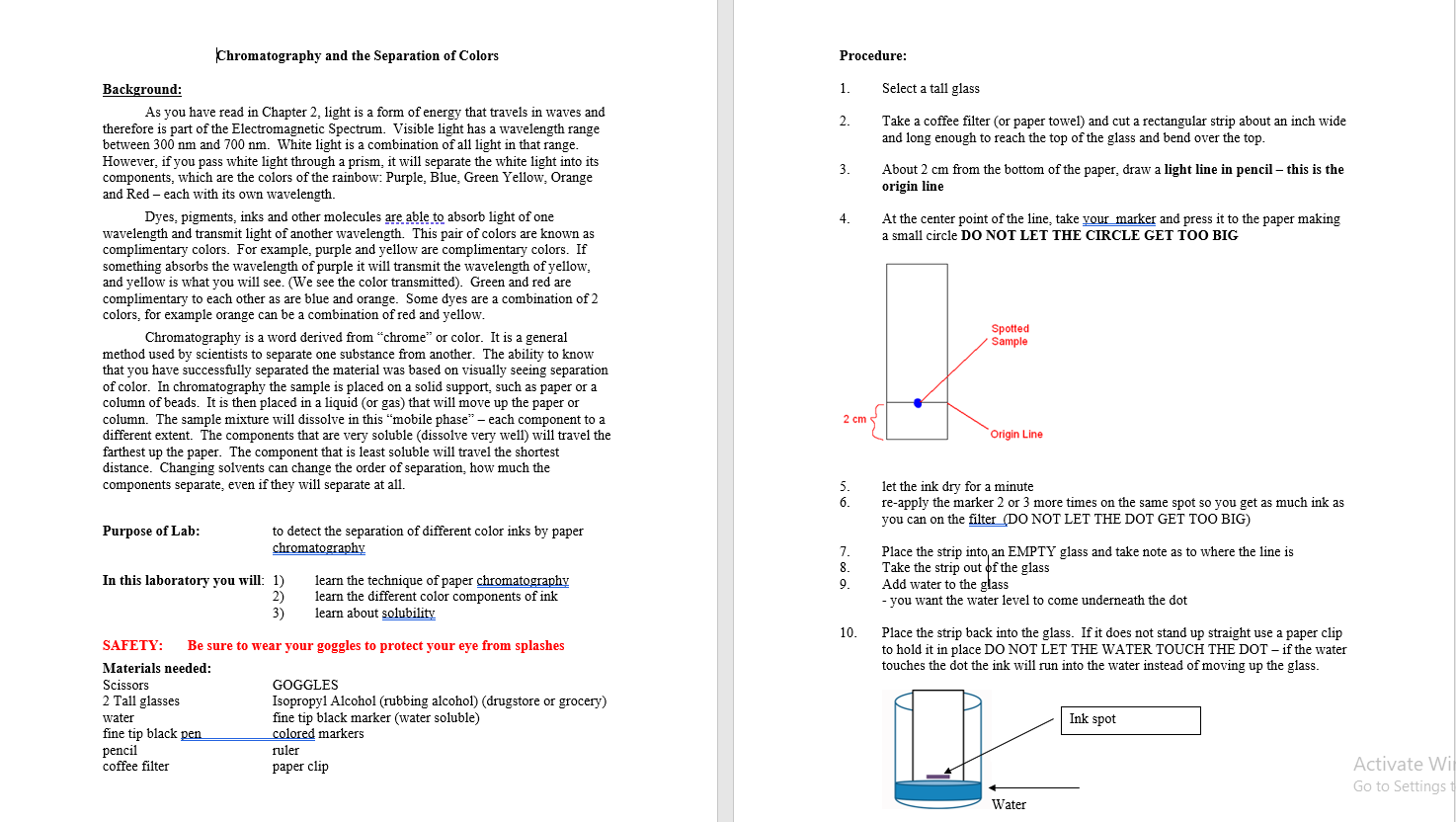 Solved Chromatography and the Separation of Colors | Chegg.com