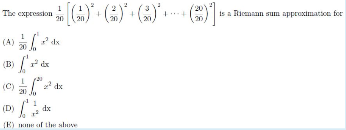 Solved 2 2 3 1 The expression 20 + 20 20 + is a Riemann sum | Chegg.com