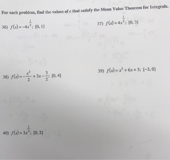 Solved For each problem, find the values of c that satisfy | Chegg.com