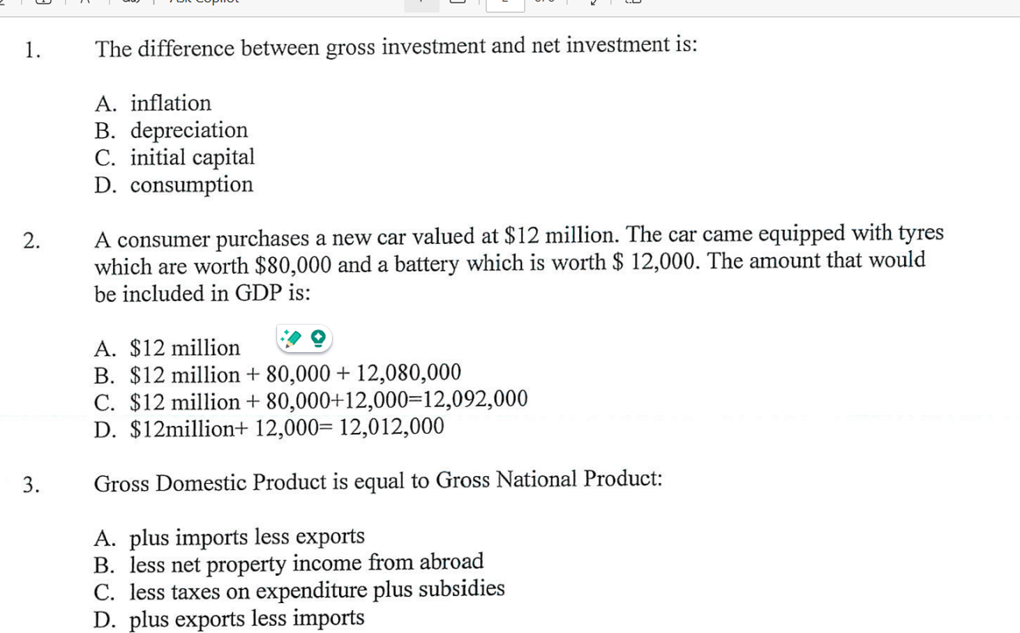 Solved The difference between gross investment and net | Chegg.com