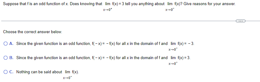 Solved Suppose that f is an odd function of x. Does knowing | Chegg.com