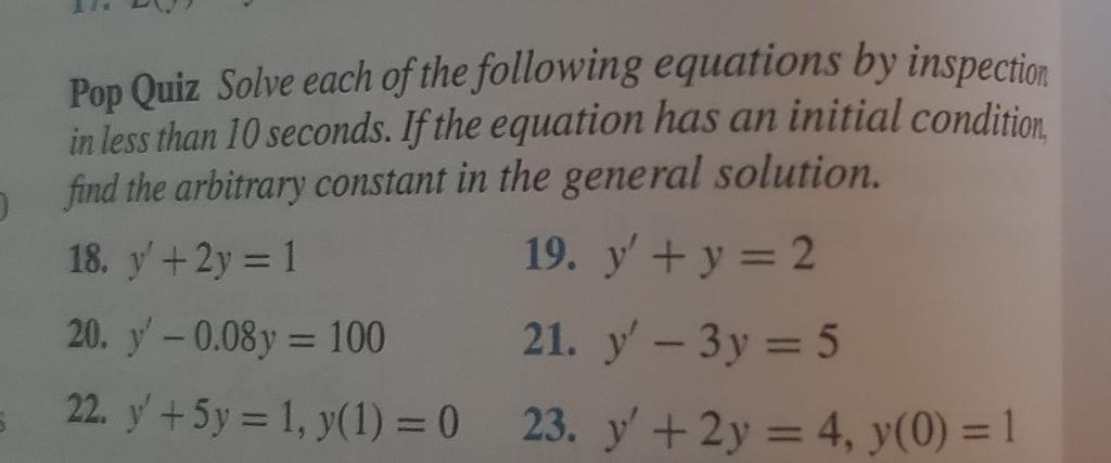 Solved 3 Pop Quiz Solve each of the following equations by | Chegg.com