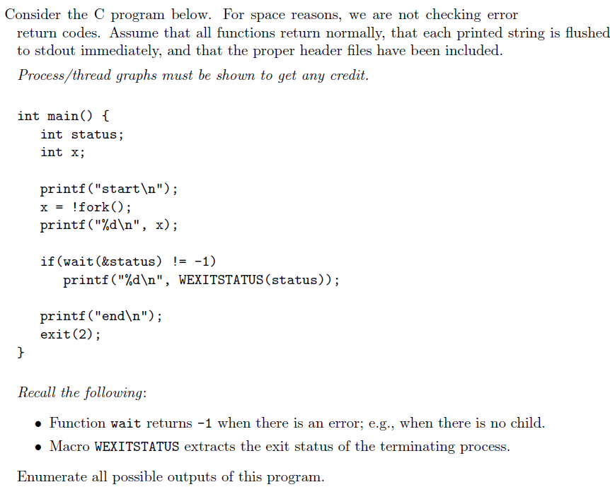 Solved Consider the C program below. For space reasons, we | Chegg.com