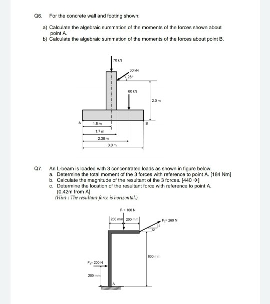 Solved Q6. For the concrete wall and footing shown: a) | Chegg.com
