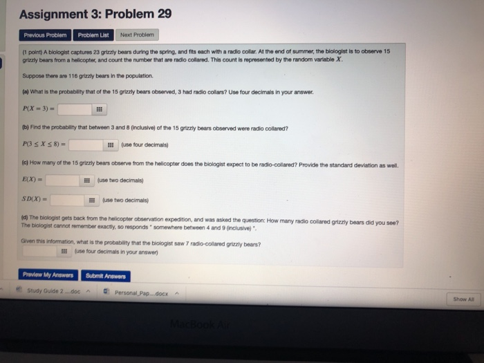 Solved Assignment 3: Problem 29 Previous Probiem Problem | Chegg.com