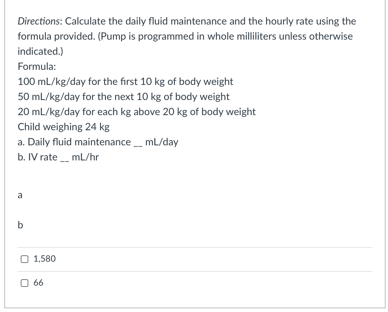 Solved Directions: Calculate the daily fluid maintenance and | Chegg.com