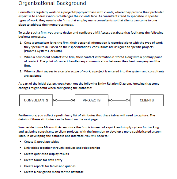 Organizational Background Consultants regularly work | Chegg.com