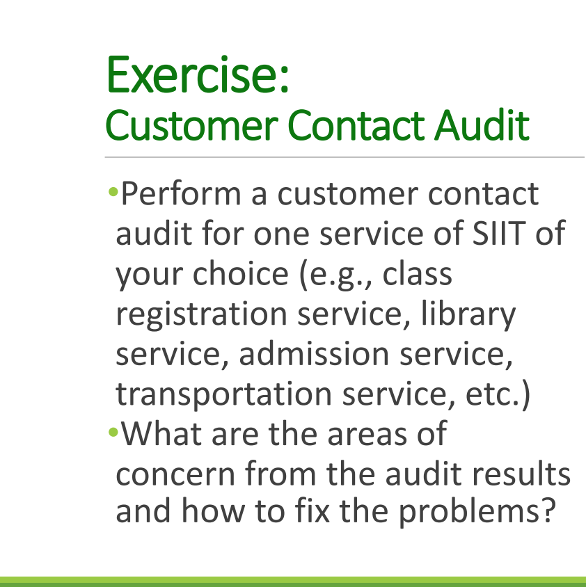 Solved Exercise: Customer Contact Audit •Perform a customer | Chegg.com