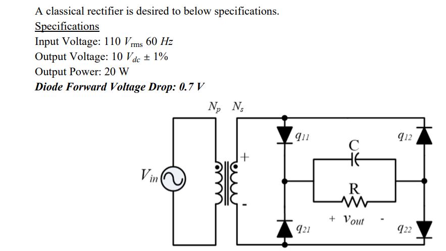 Solved A classical rectifier is desired to below | Chegg.com