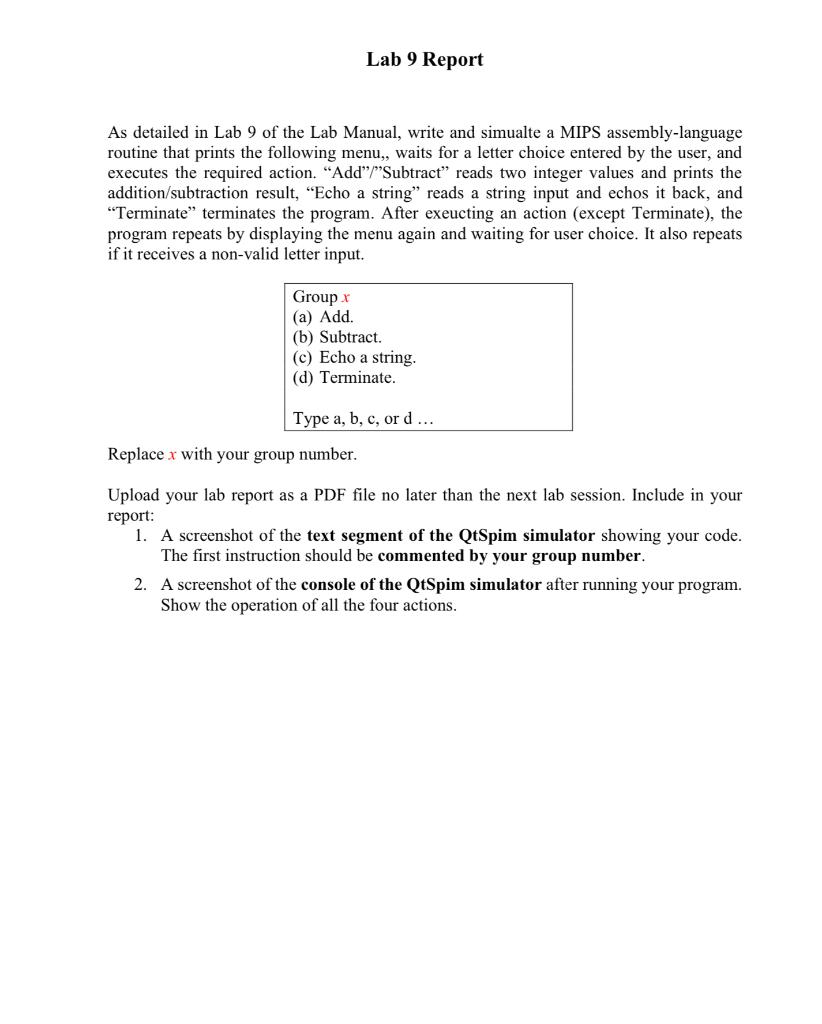 Solved Lab 9 Report As detailed in Lab 9 of the Lab Manual, | Chegg.com