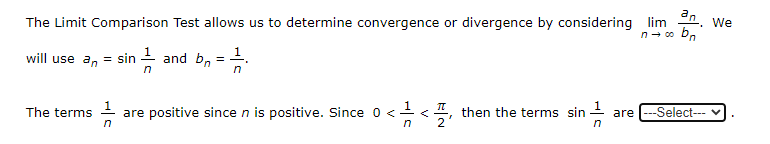 Solved an. We lim The Limit Comparison Test allows us to | Chegg.com