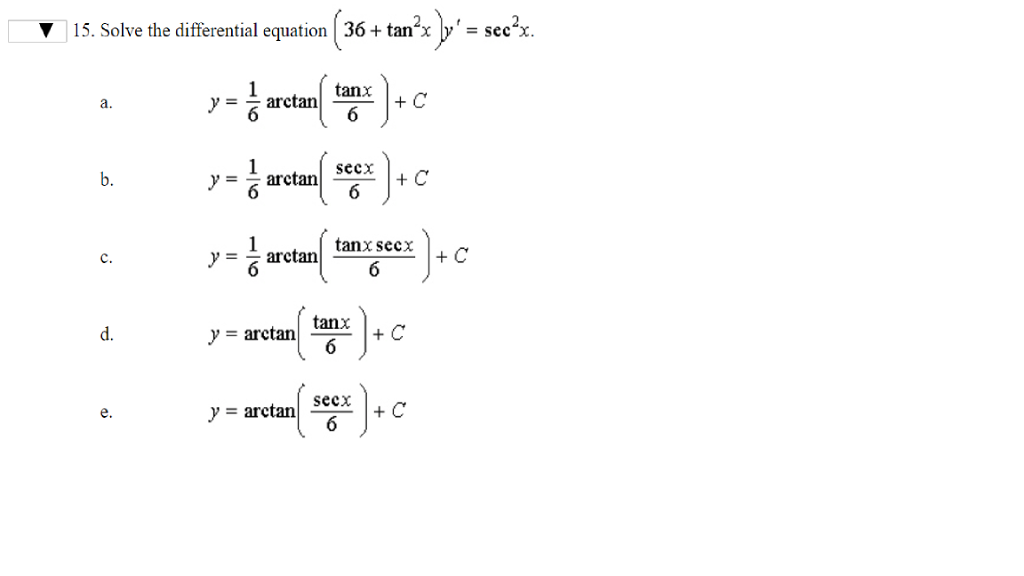 Solved 2 2 15. Solve the differential equation | 36 + | Chegg.com