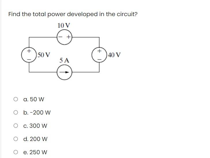 Solved Find the total power developed in the circuit? 10 V + | Chegg.com