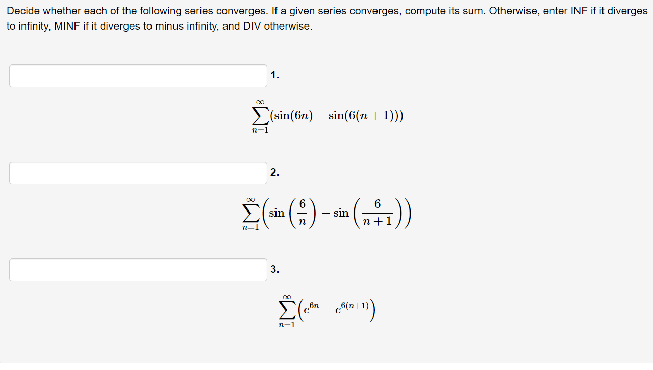 Solved Decide whether each of the following series | Chegg.com
