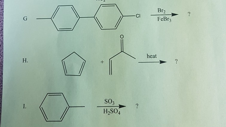 Solved Br2 FeBr3 Cl heat H. SO3 H2SO4 | Chegg.com