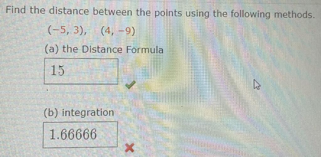 Solved Find the distance between the points using the | Chegg.com