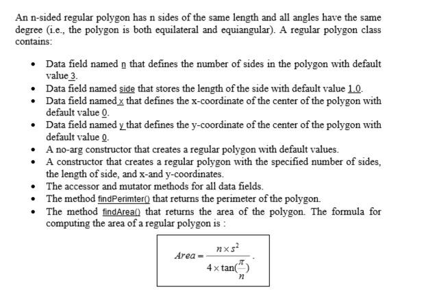 Solved An n-sided regular polygon has n sides of the same | Chegg.com