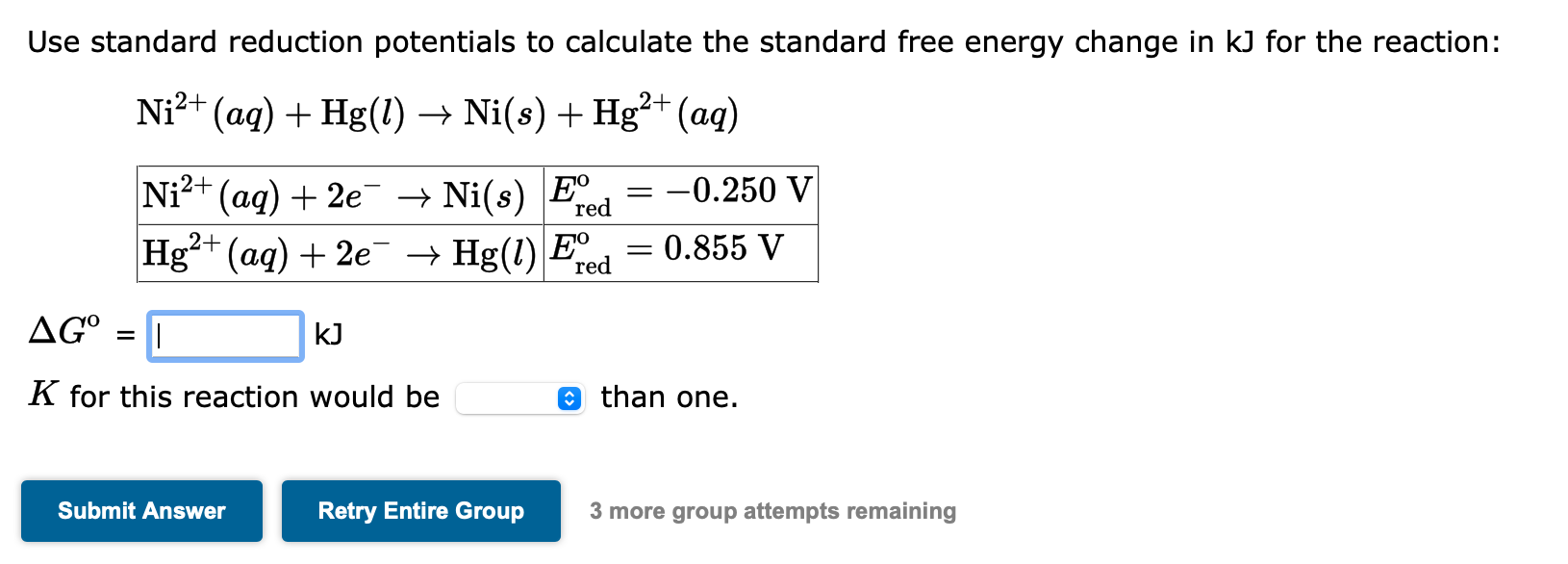Solved Use standard reduction potentials to calculate the | Chegg.com
