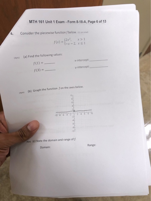 Solved MTH 161 Unit 1 Exam - Form 8-18-A, Page 6 of 13 4. | Chegg.com