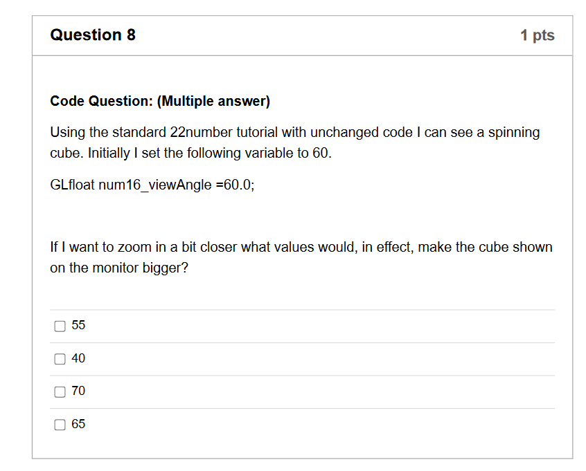 cube. Initially I set the following variable to 60 . | Chegg.com