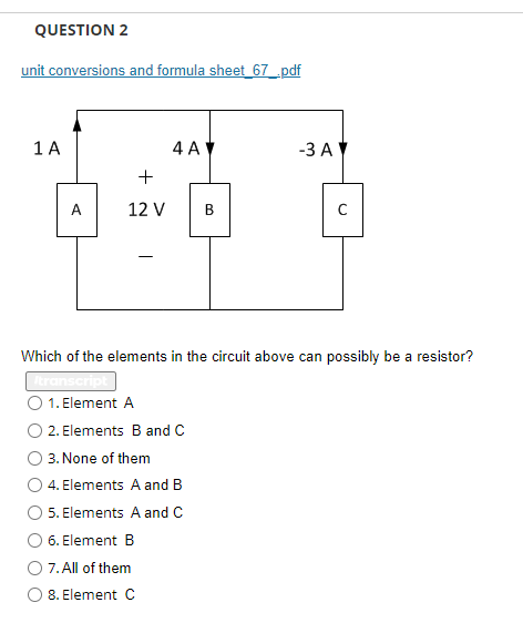 Solved unit conversions and formula sheet_67_pdf Which of | Chegg.com