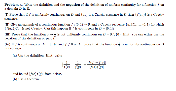 Solved Problem 4. Write the definition and the negation of | Chegg.com