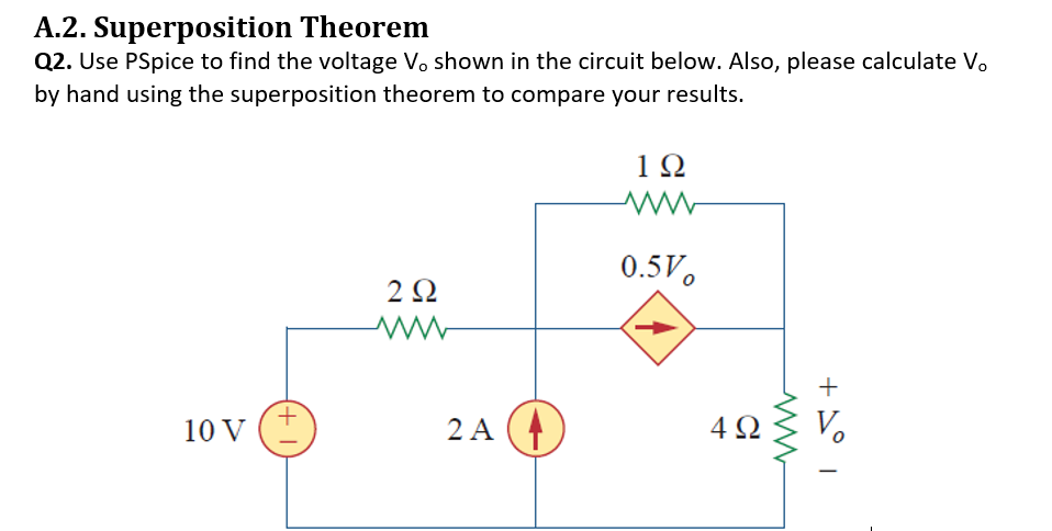 Solved A.2. Superposition Theorem Q2. Use PSpice to find the | Chegg.com