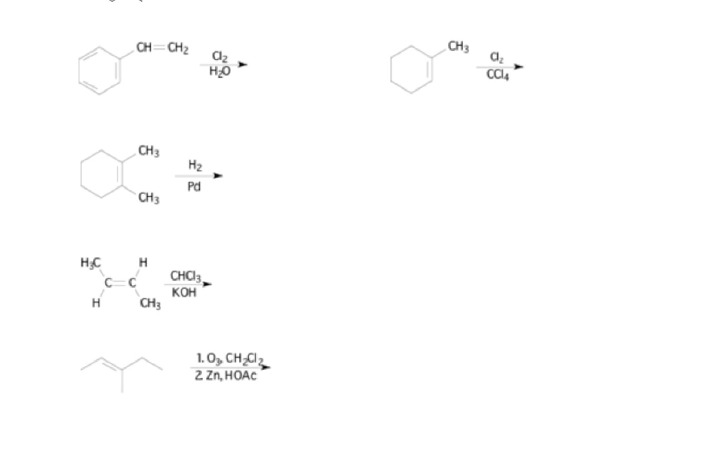 Solved CH=CH2 CH3 Cl2 H2O az CCA CH3 H2 Pd CH3 нс H СНаз, | Chegg.com