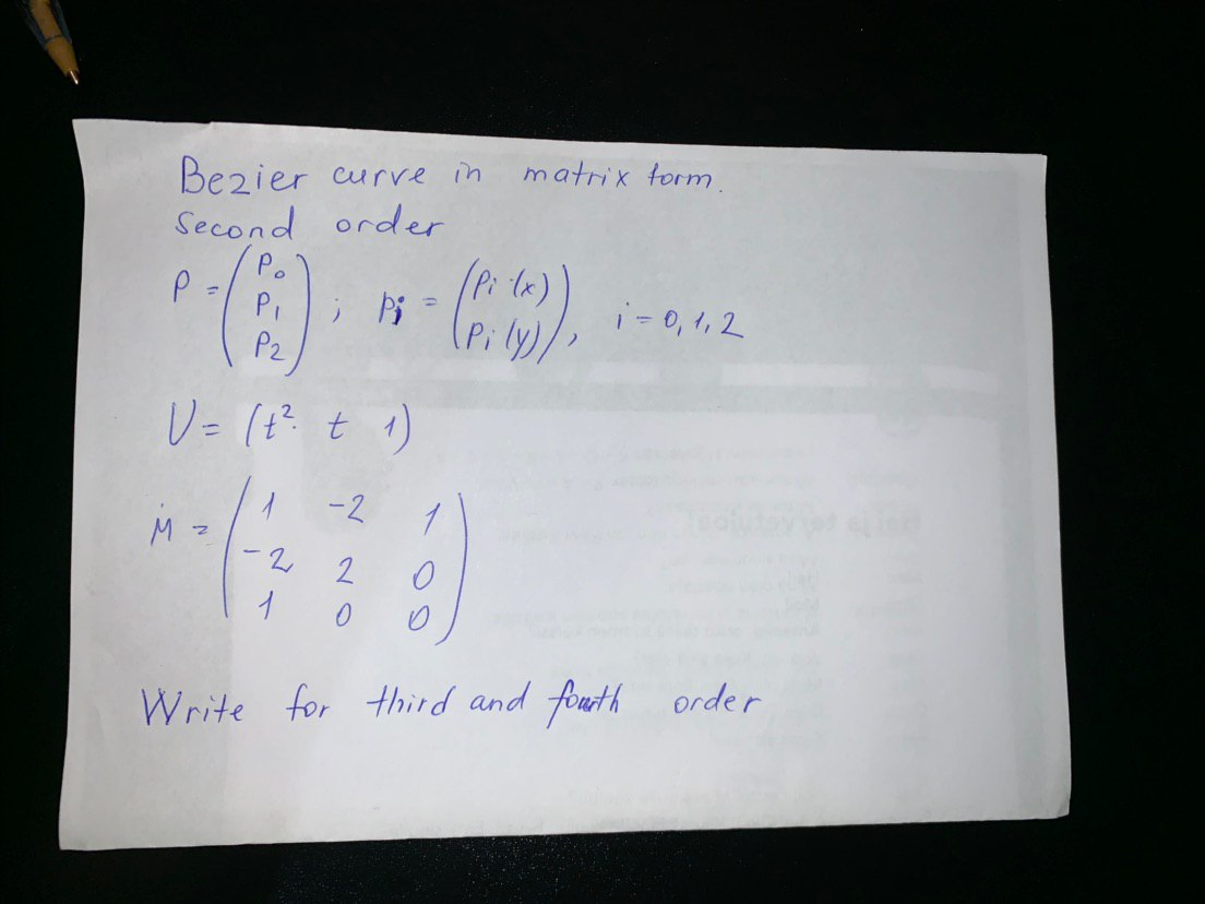 matrix form. Bezier curve in Second order pa pi P2 ; | Chegg.com