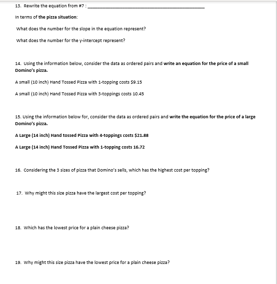 Solved The Domino Effect-Linear Modeling 1. Below are the | Chegg.com
