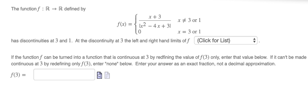 Solved The function f:R-Rdefined by fx)x2-4x+3l 0 has | Chegg.com