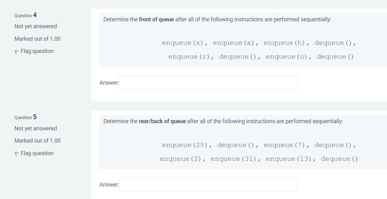 Solved Question 1 Suppose a queue of 4 elements is | Chegg.com