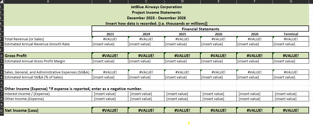 Solved Forecast income statement of the company, JetBlue | Chegg.com