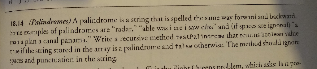 Solved 19 / e 18.14 (Palindromes) A palindrome is a string | Chegg.com