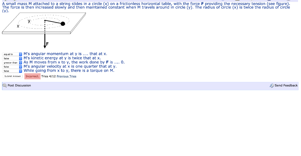 Solved A small mass M attached to a string slides in a | Chegg.com