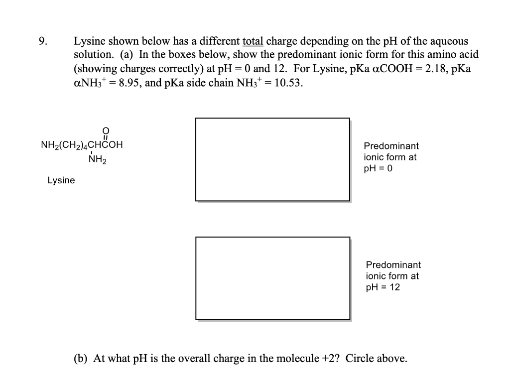 Solved Lysine shown below has a different total charge | Chegg.com