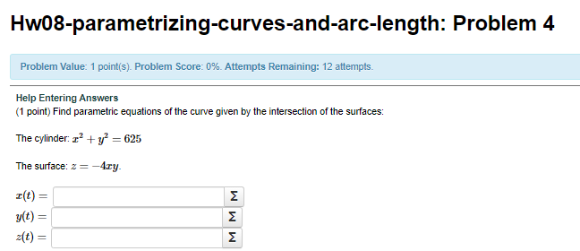Hw08-parametrizing-curves-and-arc-length: Problem 4 | Chegg.com