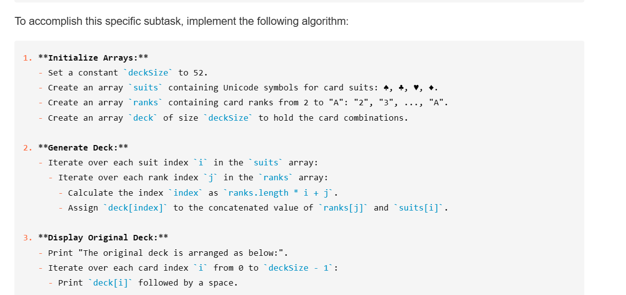 Solved Subtask B: Shuffle the Deck of Cards Randomly shuffle | Chegg.com