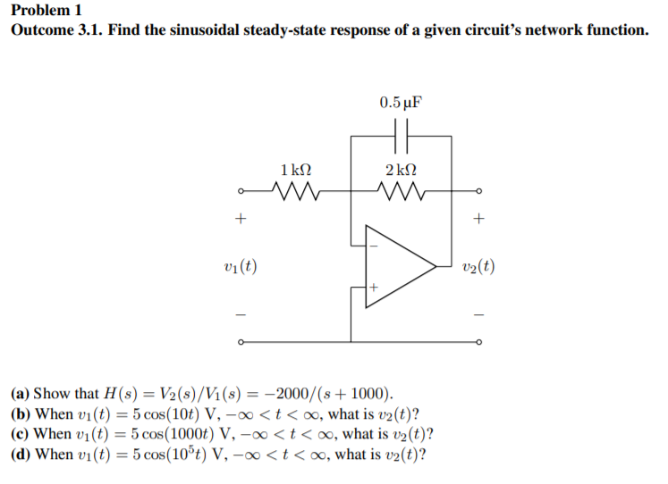 Solved Outcome 3.1. Find the sinusoidal steady-state | Chegg.com