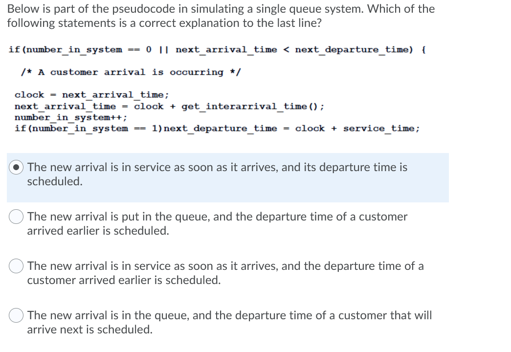 Solved Below is part of the pseudocode in simulating a | Chegg.com